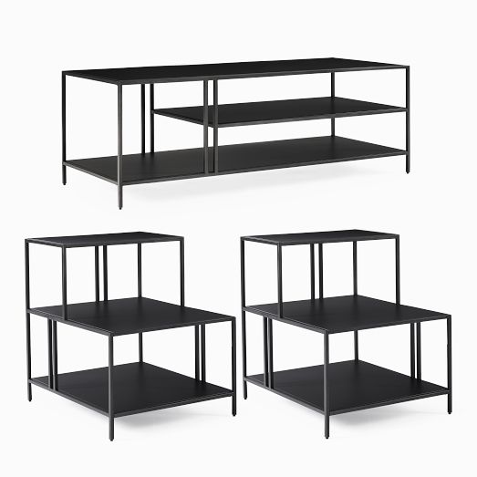 Profile Coffee Table & 2 Side Tables Set | Modern Living Room Furniture ...