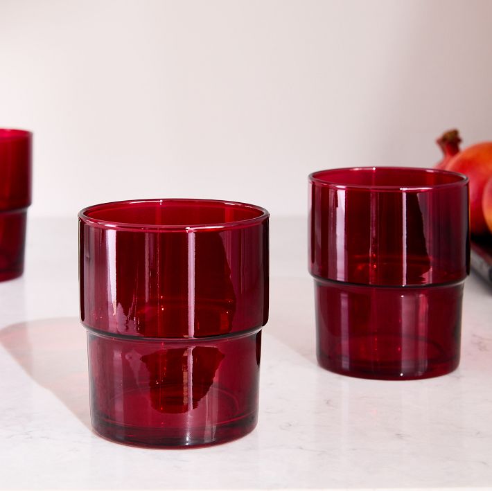 Essential Stacking Drinking Red Glass