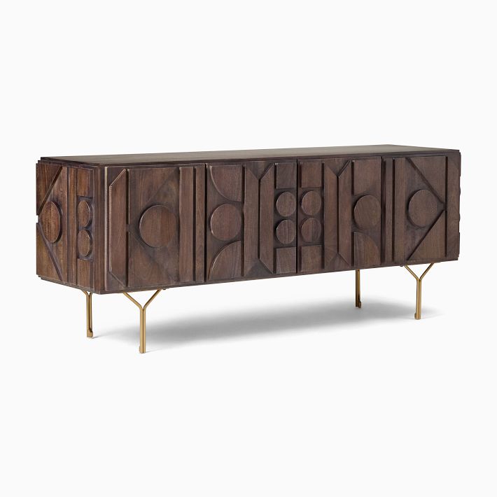 Pictograph media console used store