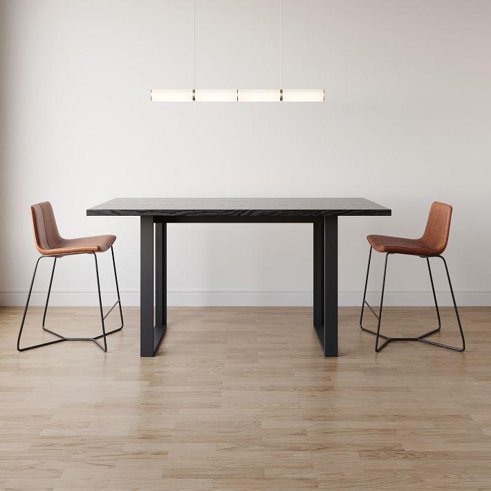 HORNE Counter Height Communal Dining Table with Power Natural Walnut On Walnut West Elm