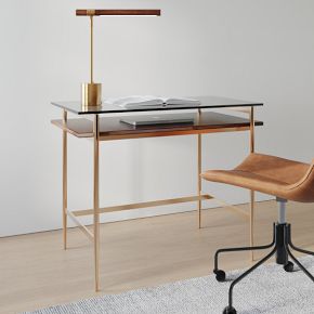 Mid-Century Art Display Mini Desk (36") & Slope Office Chair Set | West Elm