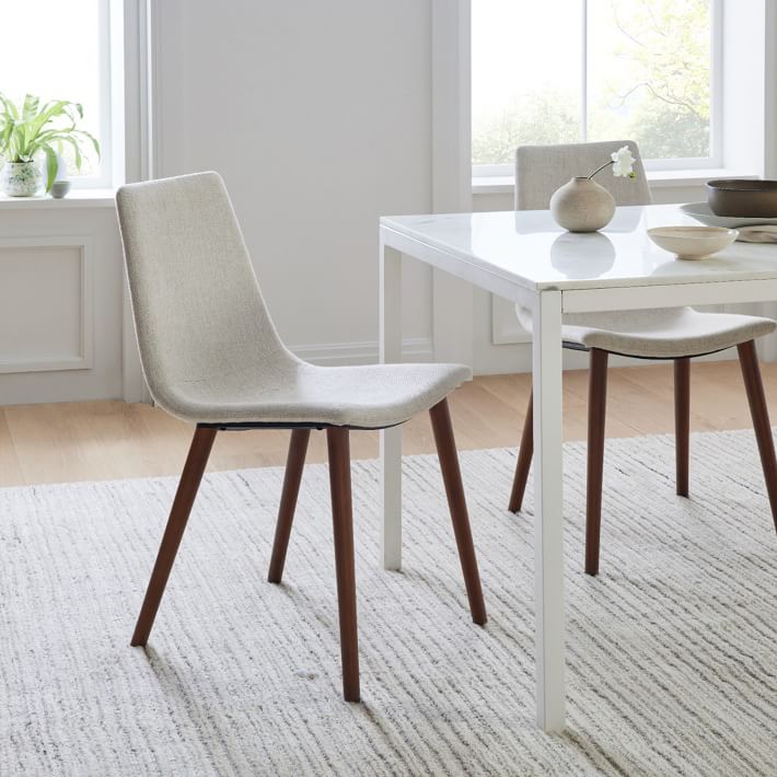 Slope Dining Chair Wood Base Performance Velvet Brown Mocha Cool Walnut West Elm