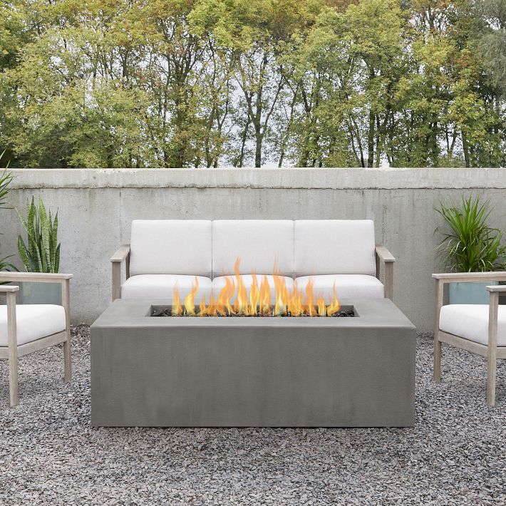 Tall 60 Rectangle Outdoor Concrete Fire Table West Elm