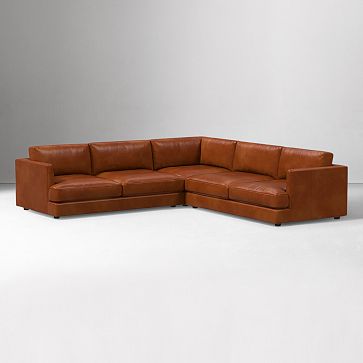 Haven Leather 3 Piece L Shaped Sectional Sofa With Chaise West Elm