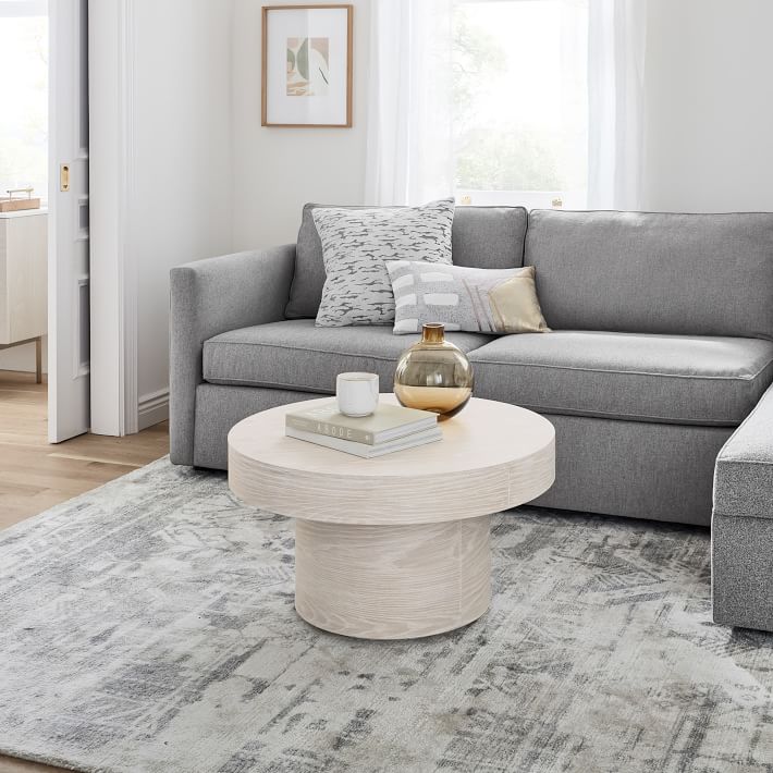 Volume Round Pedestal Coffee Table Wood Modern Living Room Furniture West Elm