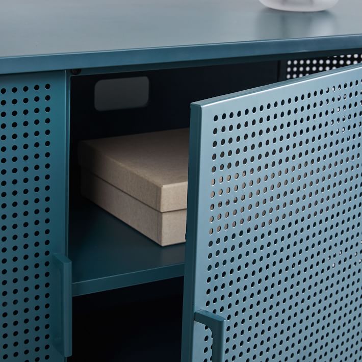 West elm perforated media console store