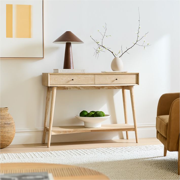 White mid century modern console table store
