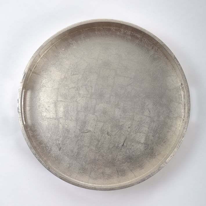 Round white lacquer tray store