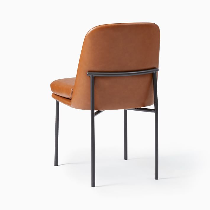 Jack Metal Frame Dining Chair Vegan Leather Brown Molasses Light Bronze West Elm
