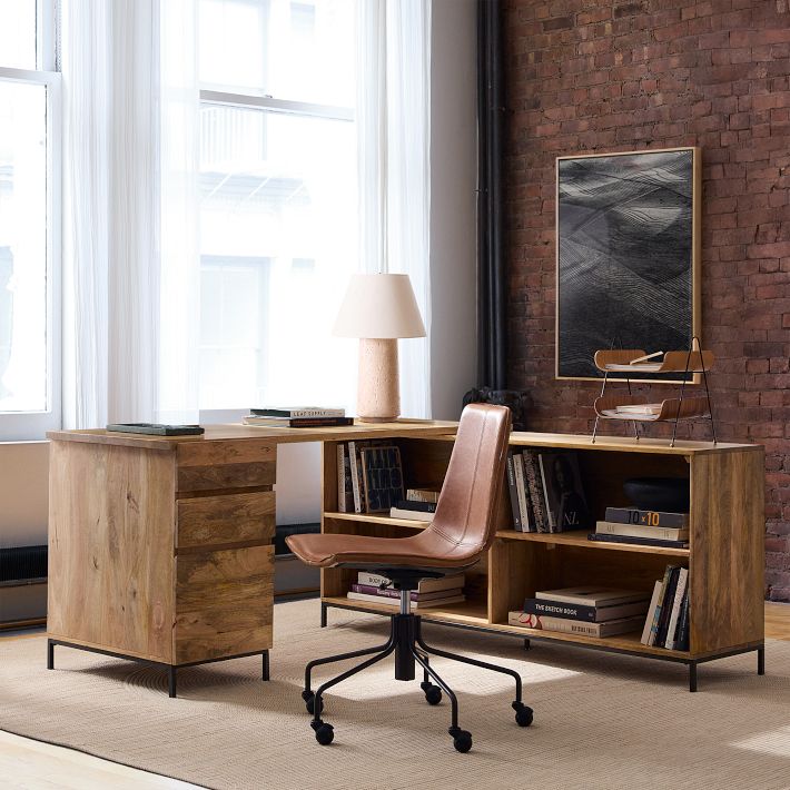 Industrial Modular Desk w File Cabinet Bookcase