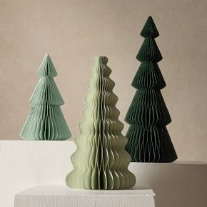 Tonal Green Decorative Paper Tabletop Trees - Modern Holiday Decor ...