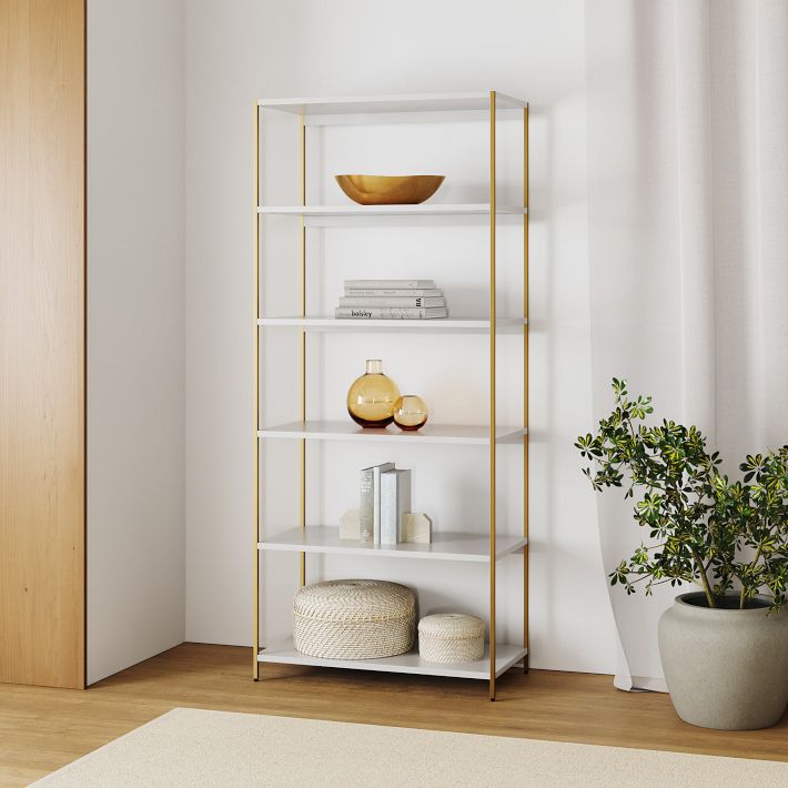 Long white bookshelf store