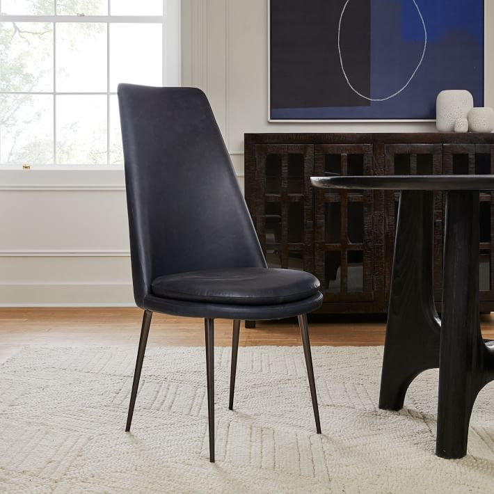West elm black leather chair store