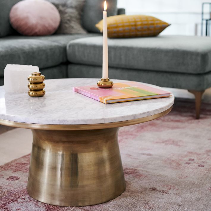 Marble Topped Pedestal Coffee Table 30.5