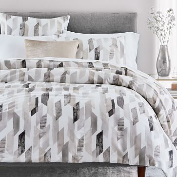 400 Thread Count Organic Sateen Crystal Geo Duvet Cover Shams West Elm