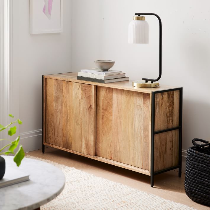 West elm natural wood media console store
