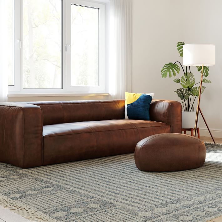 Hal Leather Ottoman West Elm
