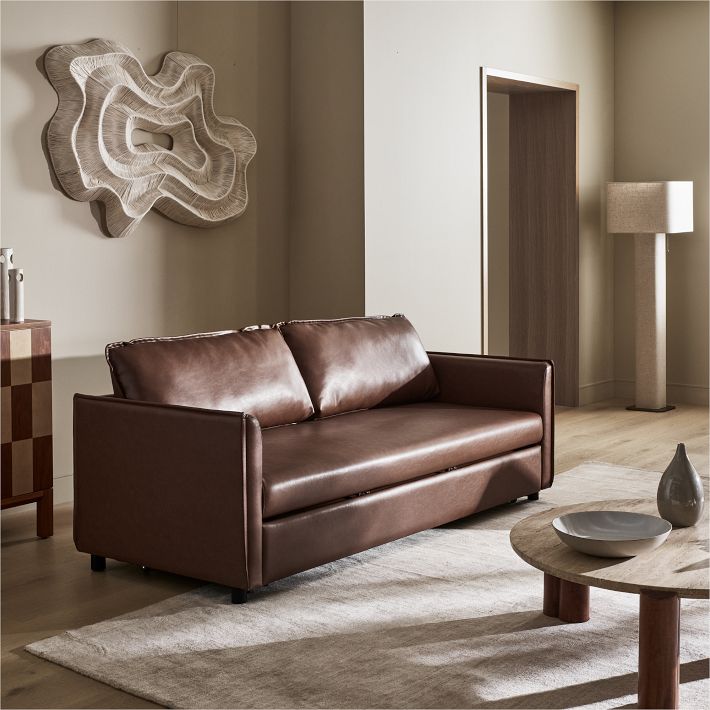West elm leather sleeper sofa store