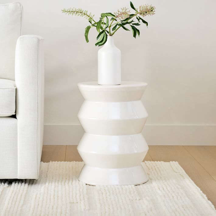 Cami Ceramic Round Side Table Indoor Outdoor Elegance West Elm