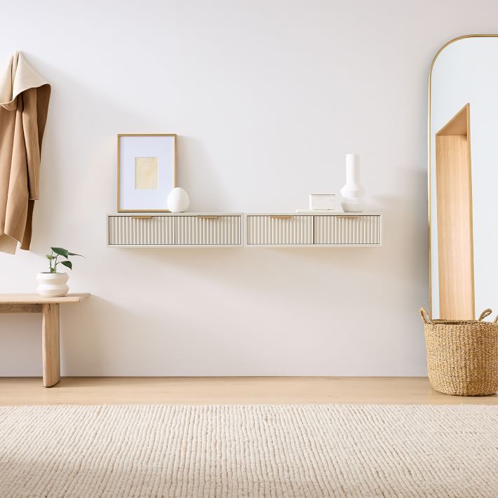 Floating shelf with drawer store