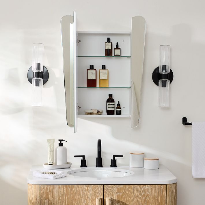 Frameless mirror cabinet store