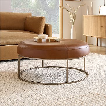 Leather coffee table round store