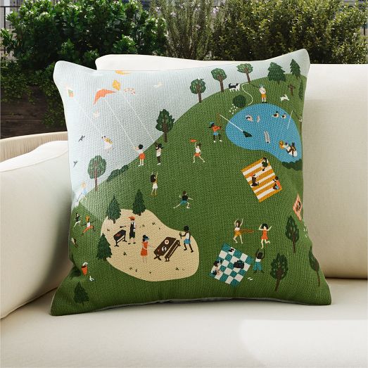Outdoor Picnic Pillow - Stylish Water-Resistant Cushion | West Elm