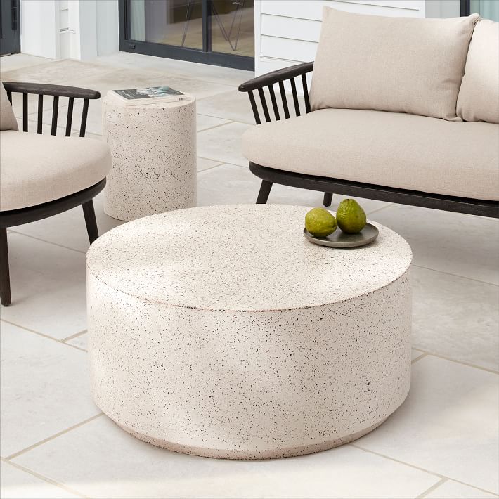 Terrazzo Drum Outdoor Round Coffee Table 36 West Elm