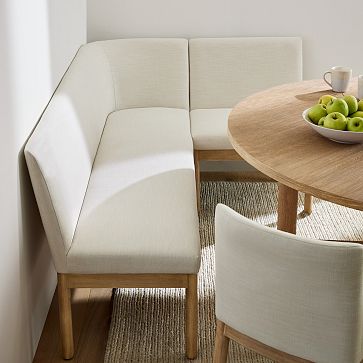 Hargrove Banquette Left Arm Bench Single Twill Frost Grey Dune