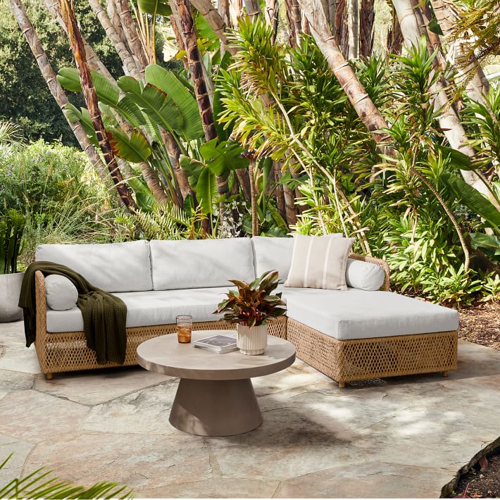 Coastal Outdoor 2 Piece Chaise Sectional 98
