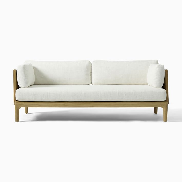 Catalina Outdoor 76 Sofa Reef Wicker Natural Slub Weave Shore West Elm