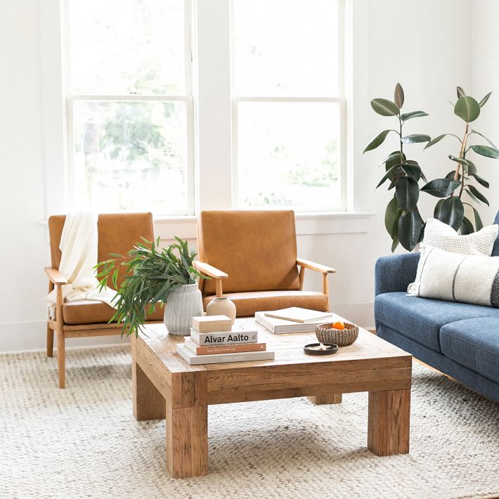 Solid Reclaimed Wood Square Coffee Table Modern Living Room Furniture West Elm