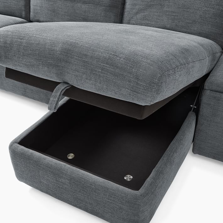 Enzo 3 Piece Reclining Chaise Sectional w Storage 108 West Elm
