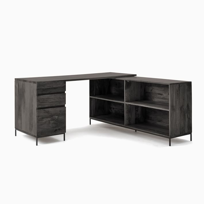 Industrial Modular Desk w File Cabinet Bookcase