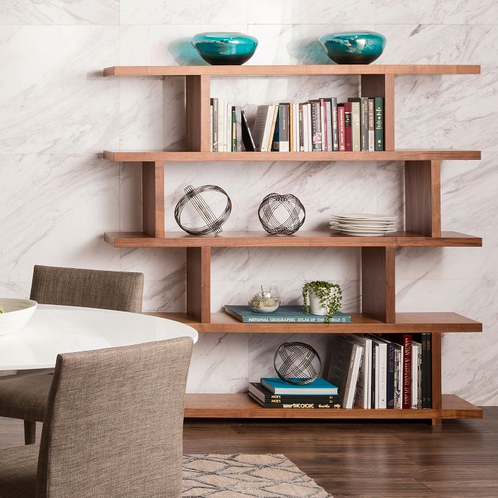 Staggered shelving unit store