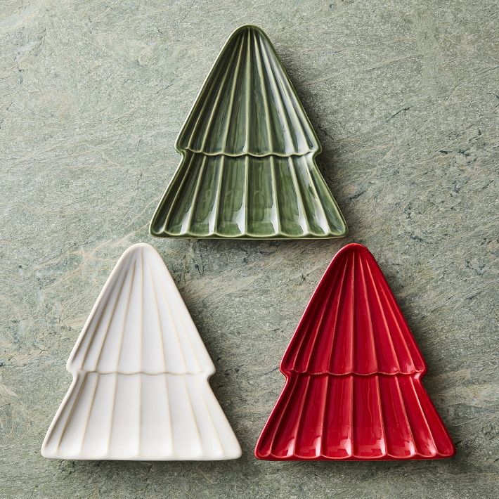Textured Stoneware Tree Appetizer Plate Sets | West Elm