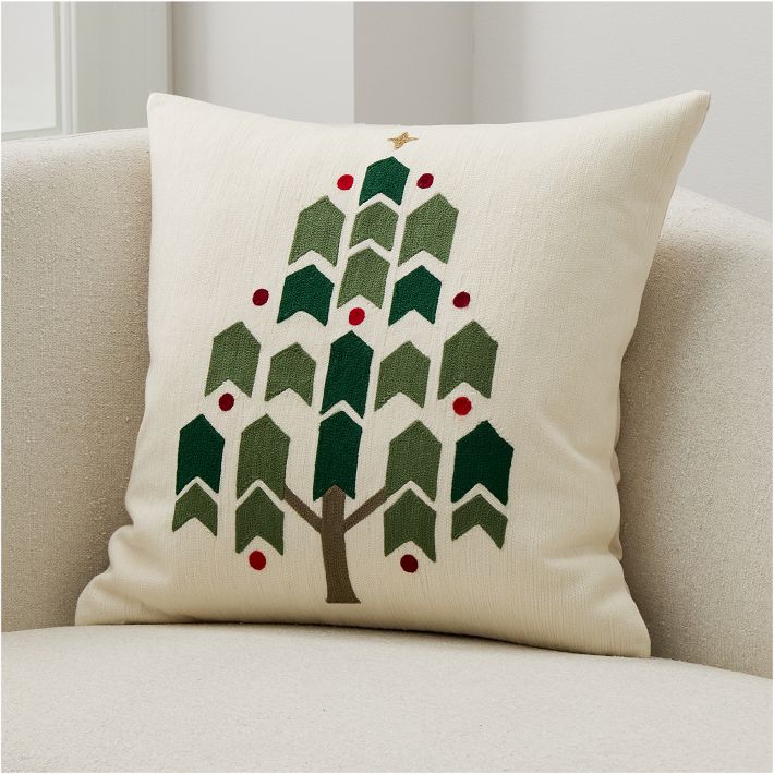 Crewel Folk Tree Pillow Cover | West Elm