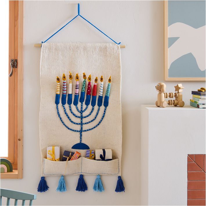 Felt Hanukkah Menorah Interactive Wall Hanging | West Elm