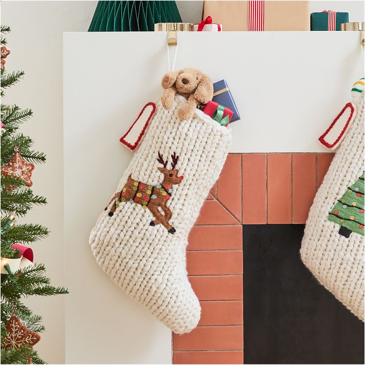 Chunky Knit Sweater Stocking - Reindeer | West Elm