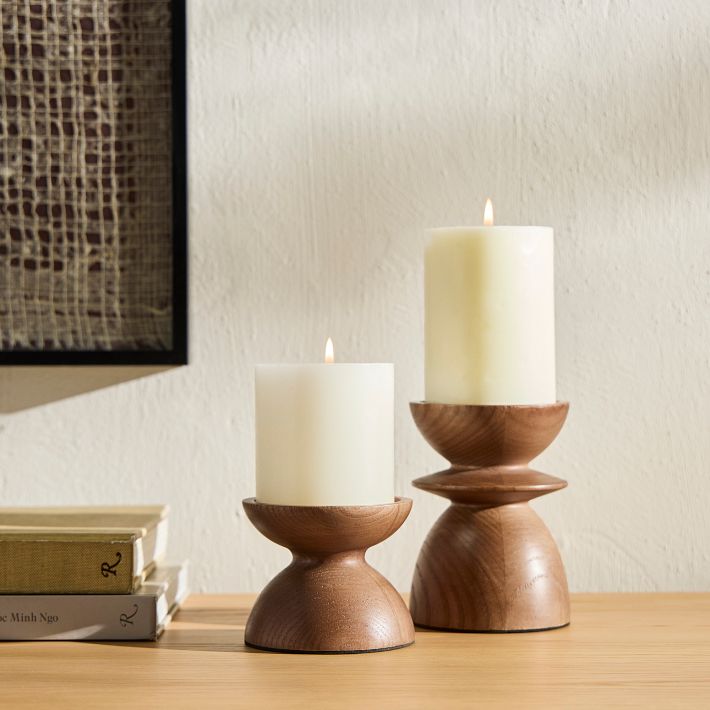 Tira Wood Pillar Holders | West Elm