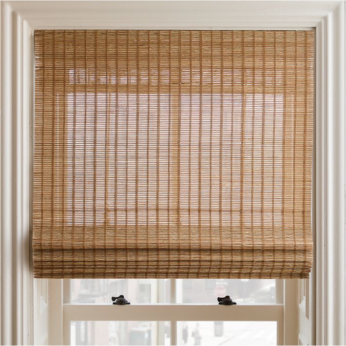 Custom Natural Fine Weave Unlined Roman Shade - Honeynut Cream | West Elm