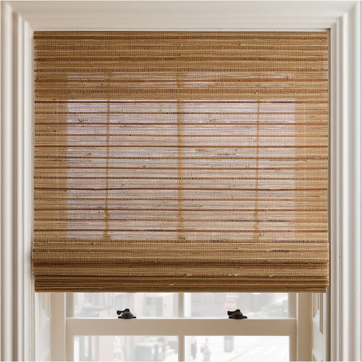 Custom Natural Mixed Weave Unlined Roman Shade | West Elm