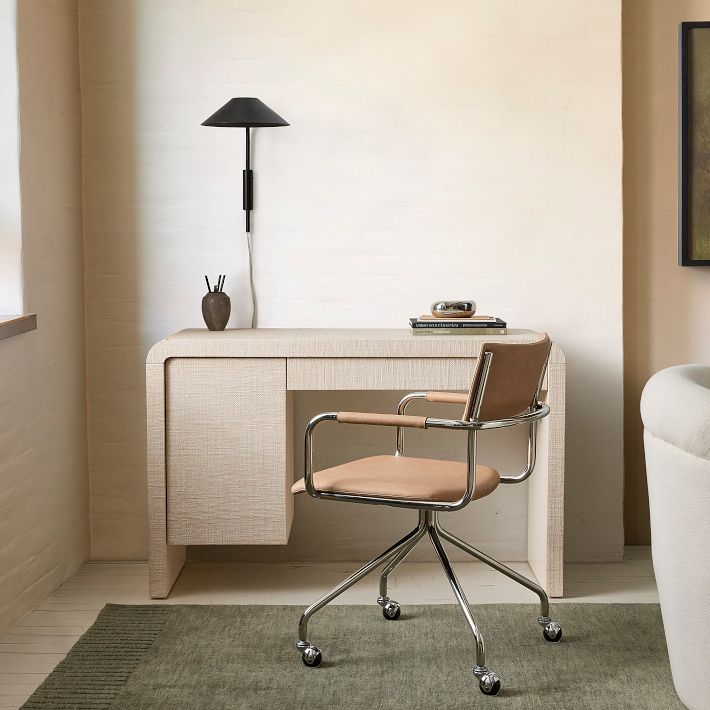 Solstice Painted Raffia Storage Desk (48") | West Elm