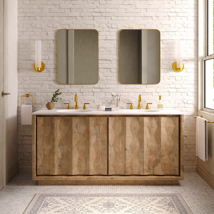 Carved Pattern Double Bathroom Vanity (68") | West Elm