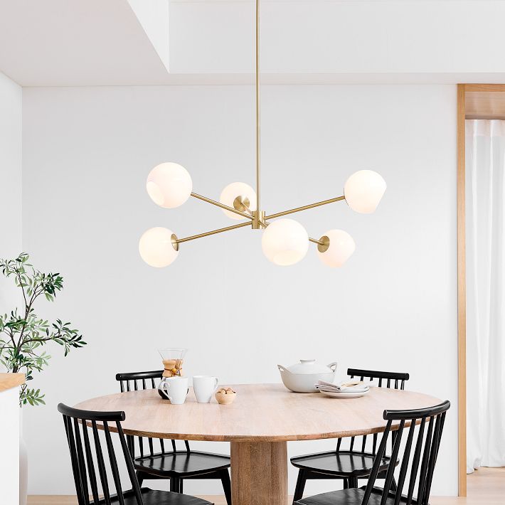Staggered Glass 6-Light Chandelier (37") - Milk | West Elm
