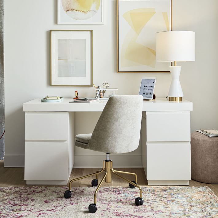 Parsons File Cabinet Desk & Finley Office Chair Set | West Elm