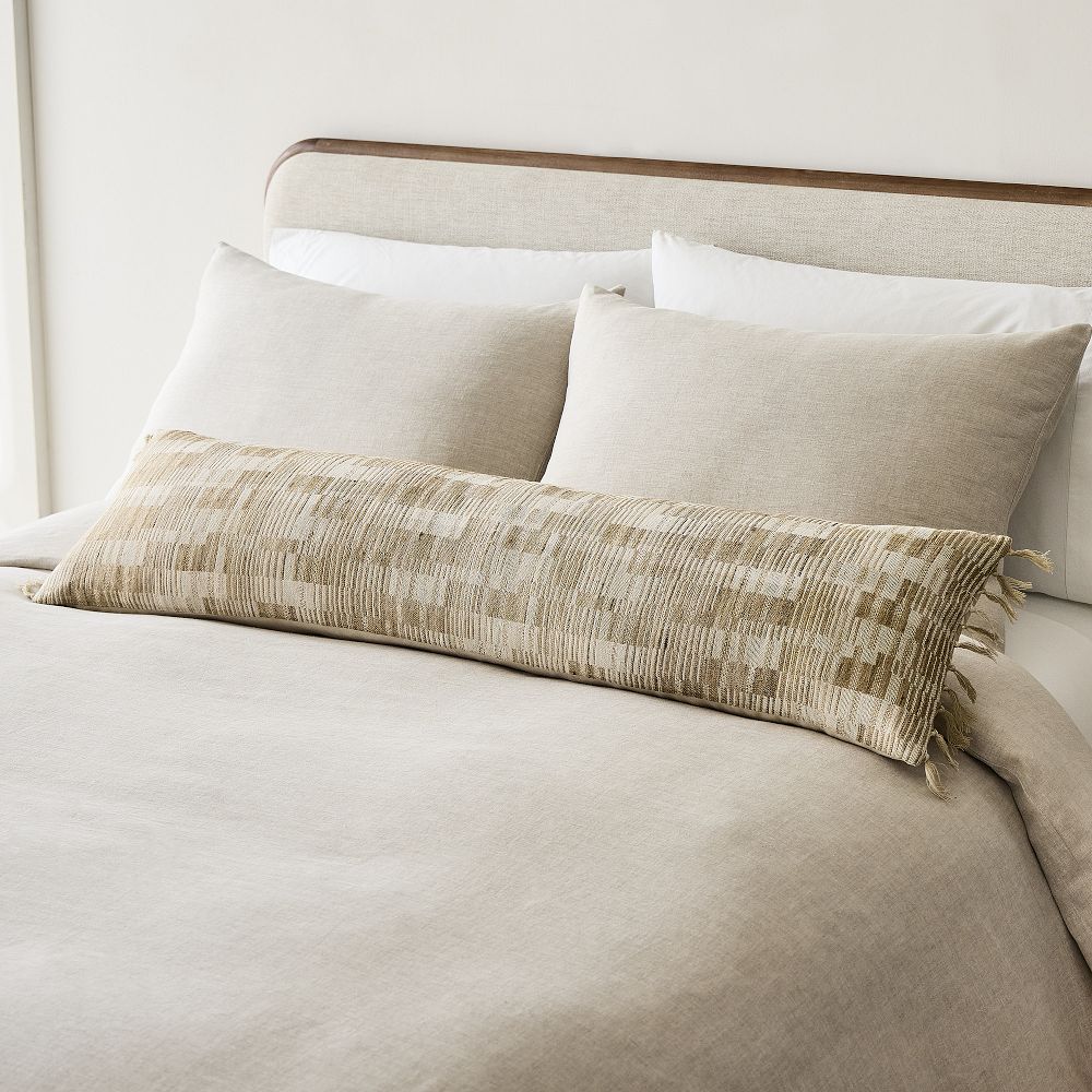 Silk Woven Lines Oversized Lumbar Pillow Cover | West Elm