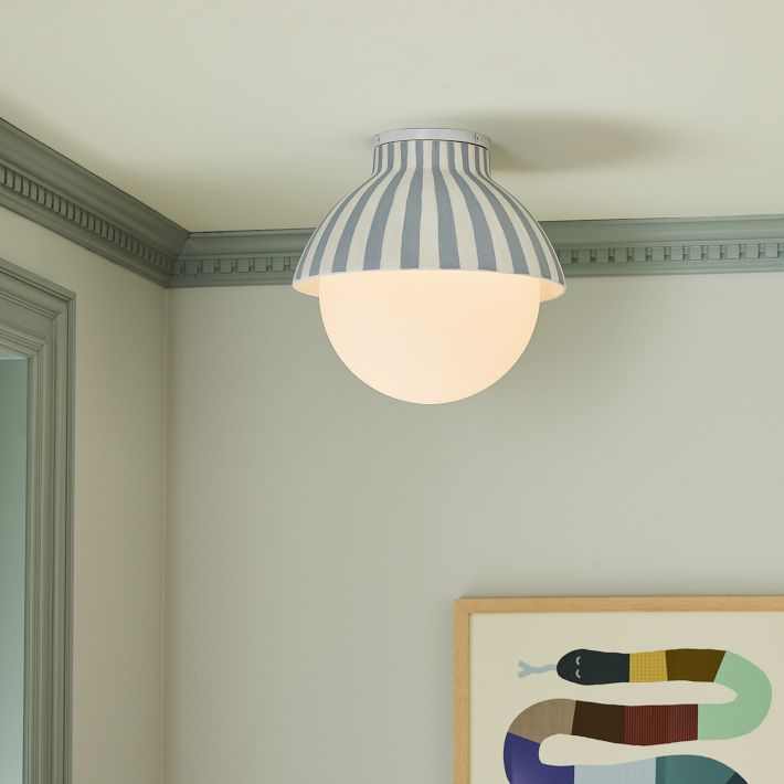 West Elm x PBK Striped Ceramic Flush Mount | West Elm