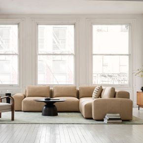 Quinten Leather 5-Piece L-Shaped Chair Sectional (126") | West Elm