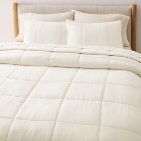 Open Box: European Linen Box Stitch Quilt, Full/Queen - Alabaster ...